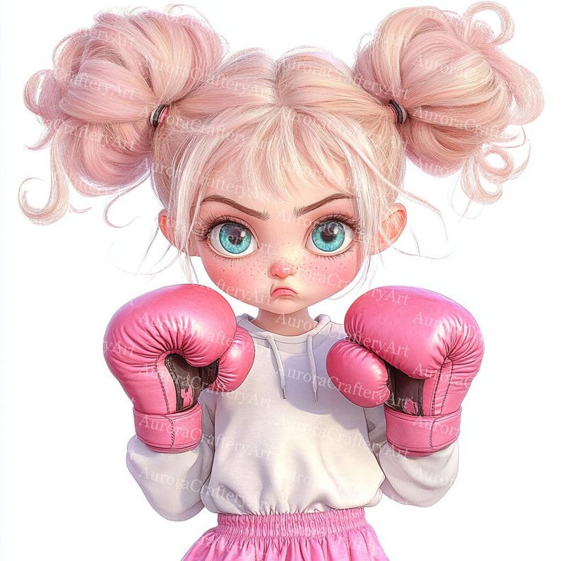 18 Quirky Boxing Girl Clipart, Whimsical Girl, Cute Pink Girl ...