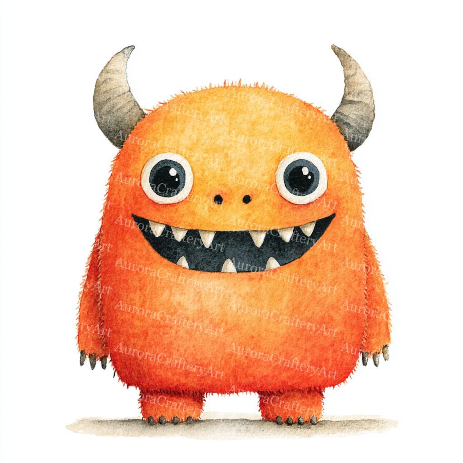 26 Cute Little Monsters Clipart Collection, Whimsical Watercolor ...