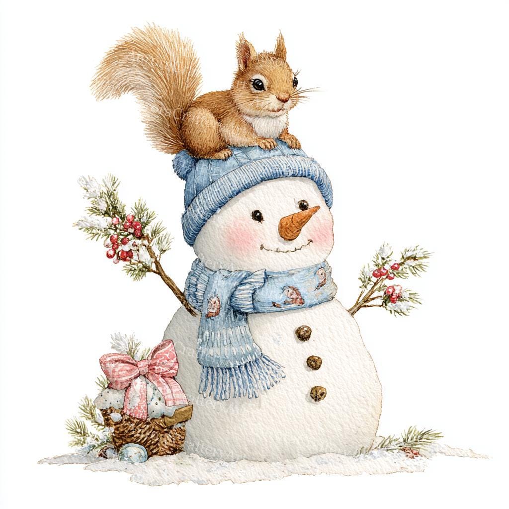 14 Winter Friends Clipart, Snowman Squirrel, Cute Holiday for Crafts ...