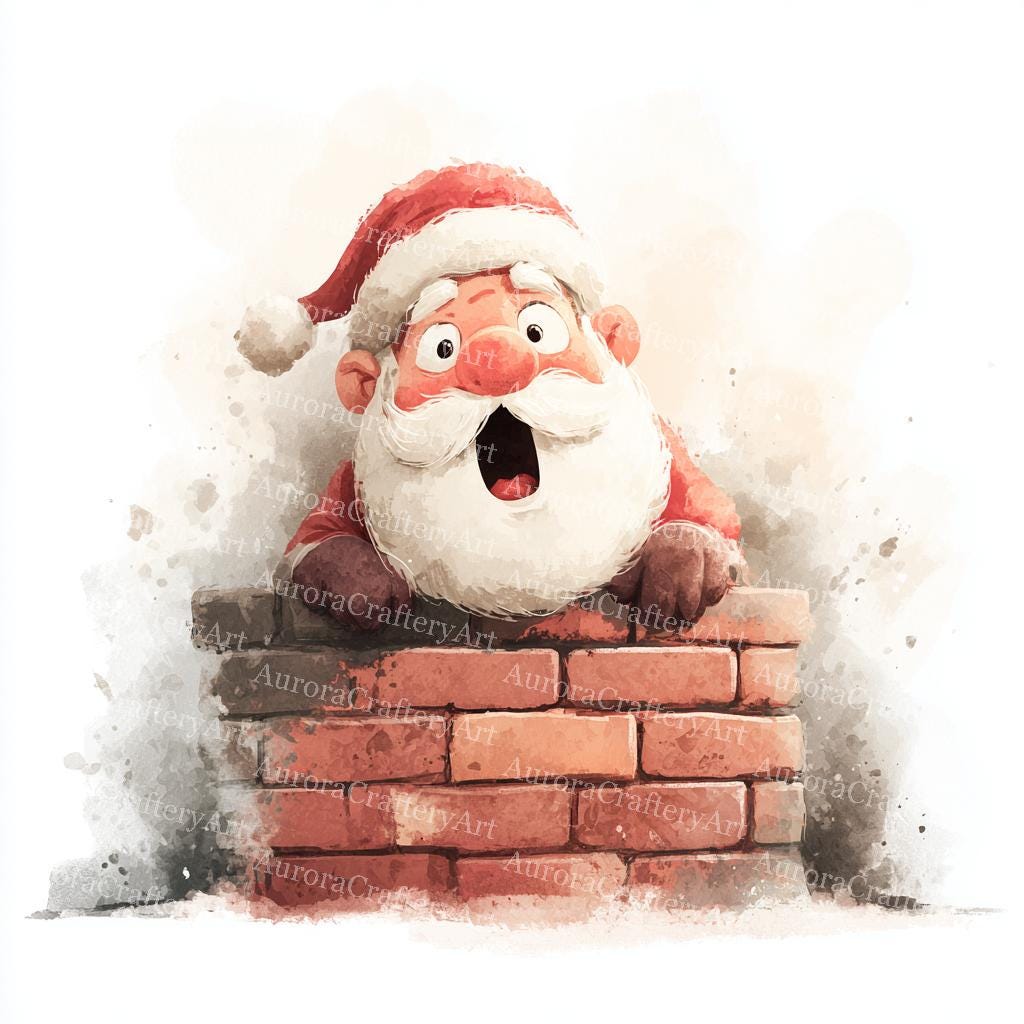 17 Funny Xmas Santa Chimney Clipart, Christmas Winter, High Quality ...