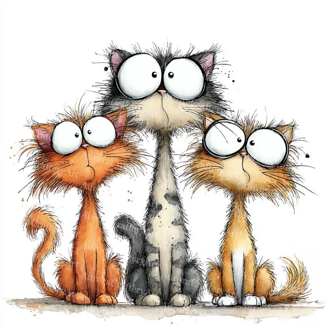 13 Quirky Cats Clipart, Whimsical Kitten Clipart, High Quality JPG ...
