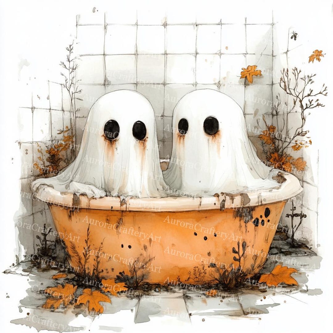 34 Vintage Fall Ghost Clipart, Autumn Boho Ghost, Ghost and Flower ...