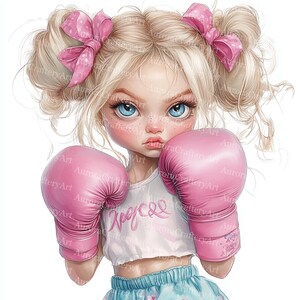 18 Quirky Boxing Girl Clipart, Whimsical Girl, Cute Pink Girl ...
