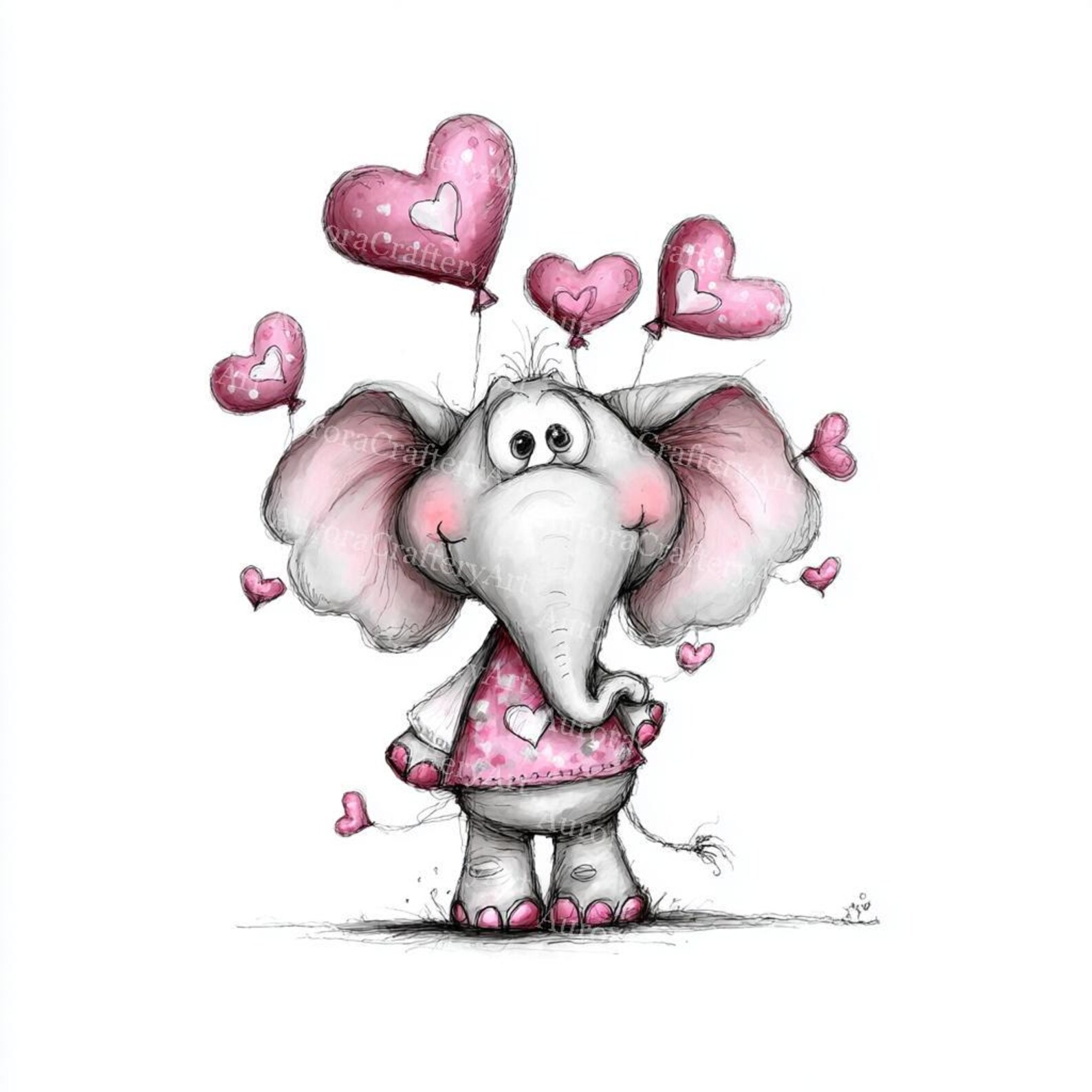 13 Valentine Animals Clipart, Romantic Watercolor Love, Festive Jpgs ...