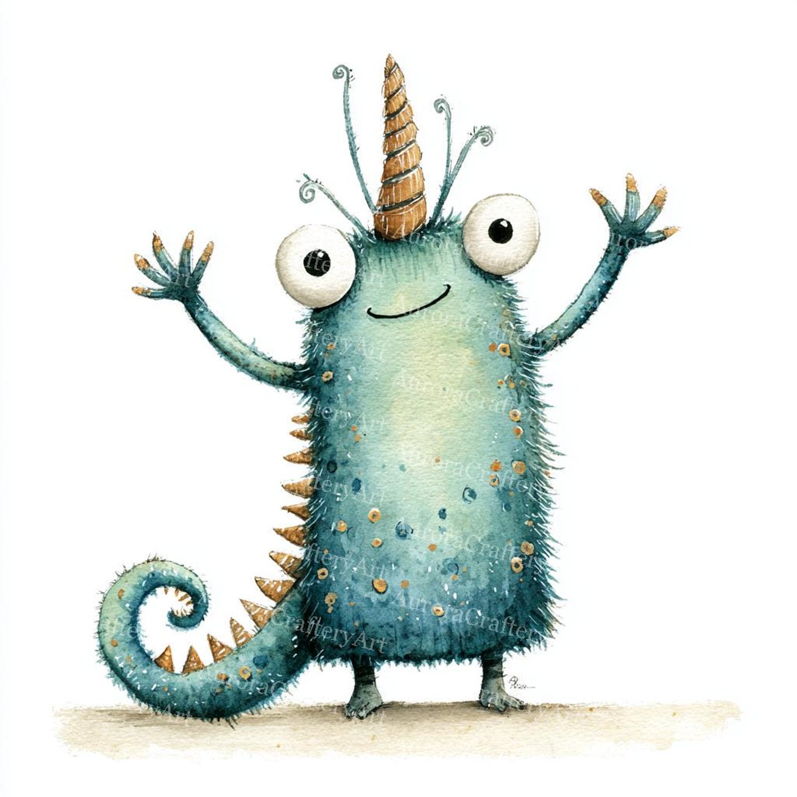 26 Cute Little Monsters Clipart Collection, Whimsical Watercolor ...