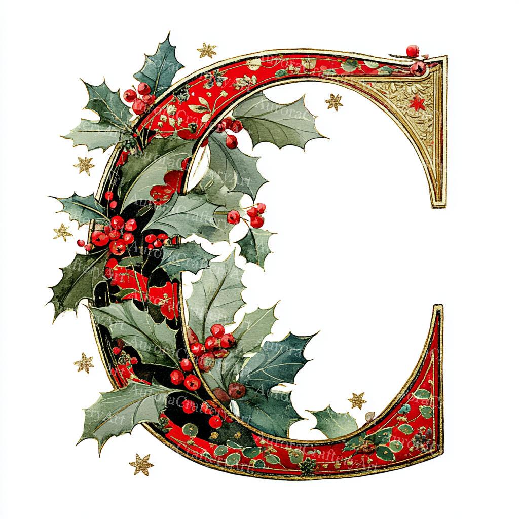 26 Christmas Alphabet Clipart, Festive Holiday Letters, Christmas Card ...