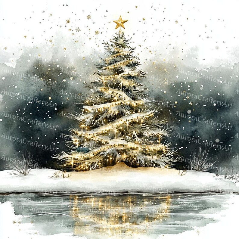 19 Christmas Tree Clipart, Christmas Card, Winter Festive Clipart ...