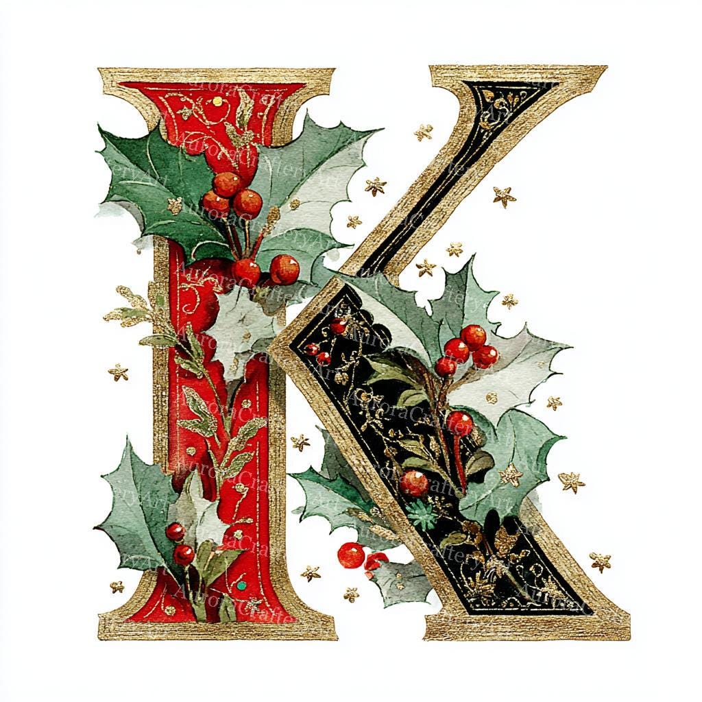 26 Christmas Alphabet Clipart, Festive Holiday Letters, Christmas Card ...