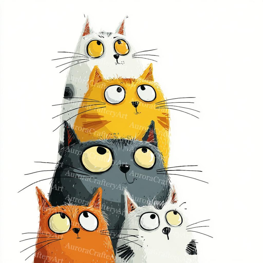 19 Quirky Cats Clipart, Whimsical Kitten Clipart, High Quality JPG ...