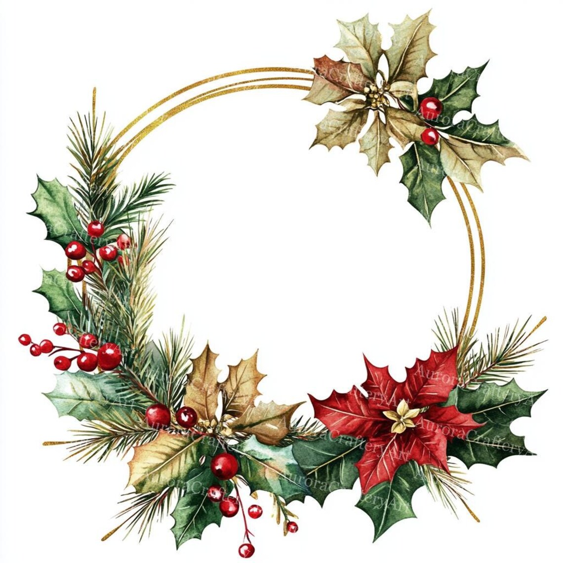 35 Gold Foil Christmas Frame Clipart, Xmas Gold Frame Border, Merry ...