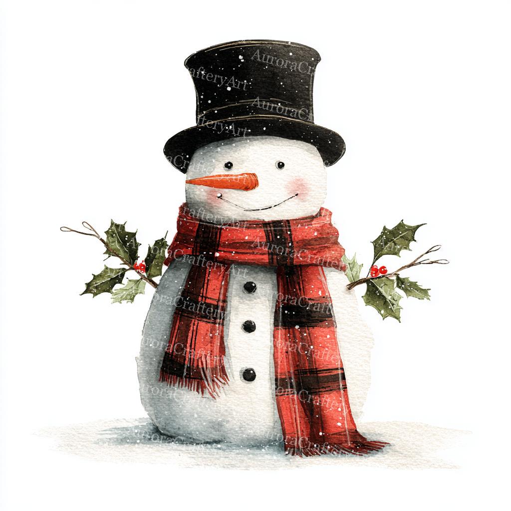 20 Vintage Christmas Snowman Clipart, Retro Winter Snowman, Printable ...