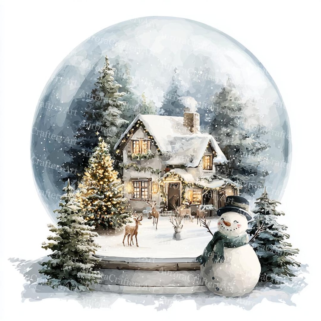 15 Winter Snow Globe Clipart, Winter Festive Clipart, Printable ...