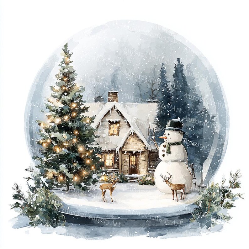 15 Winter Snow Globe Clipart, Winter Festive Clipart, Printable ...