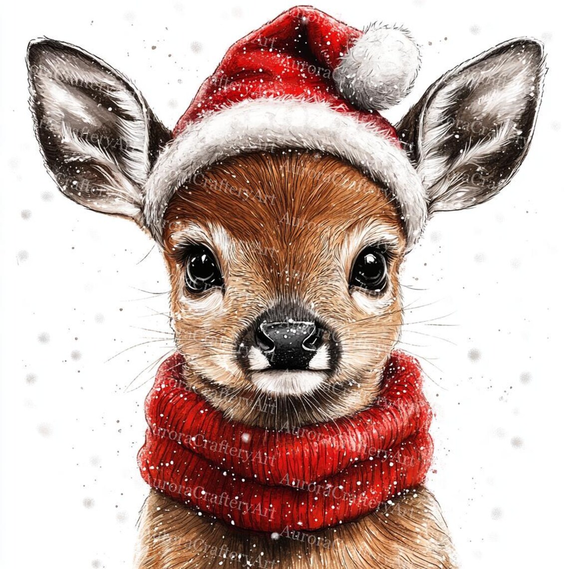 13 Cute Deer With Santa Hat Clipart, Baby Fawn, Cute Deer Nursery ...