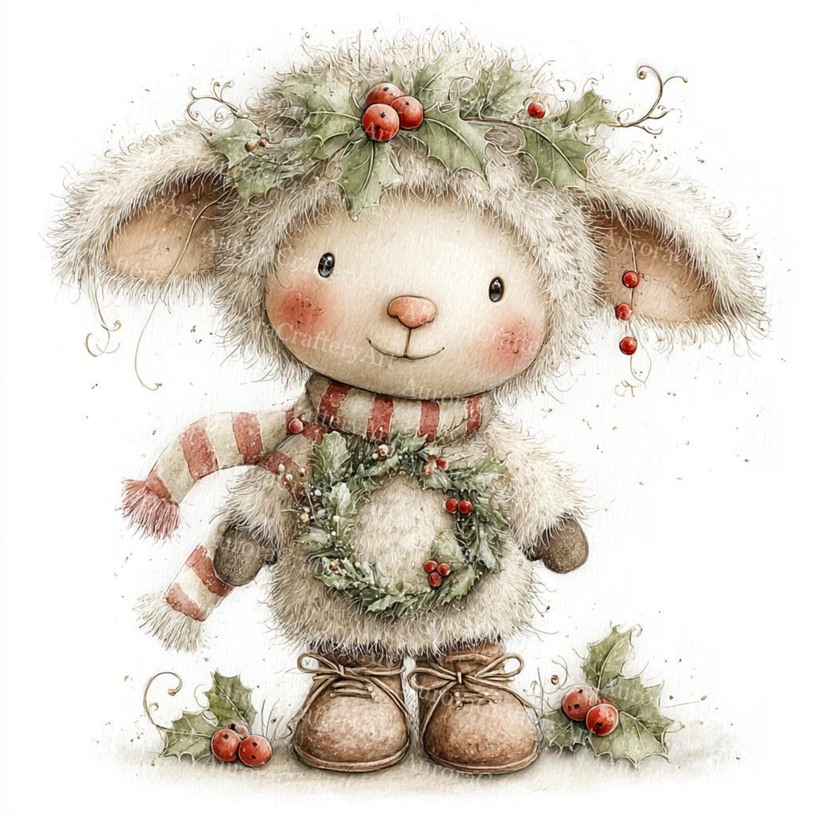 17 Cute Christmas Sheep Clipart, Holiday Lamb, Christmas Card ...