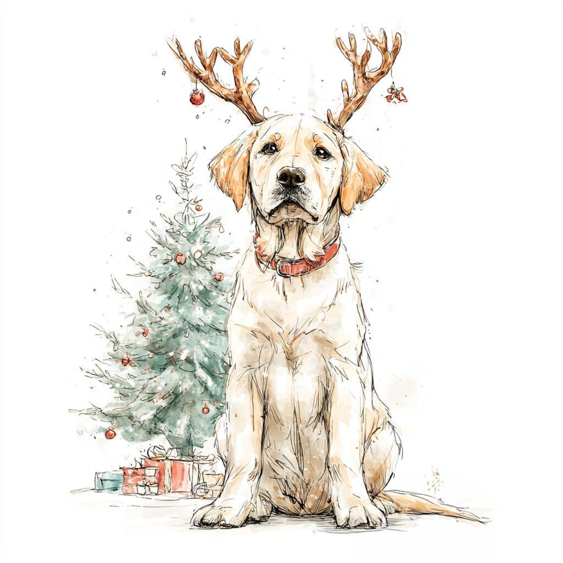 22 Christmas Dog Clipart, Watercolor Illustration, Holiday Art, Pet ...