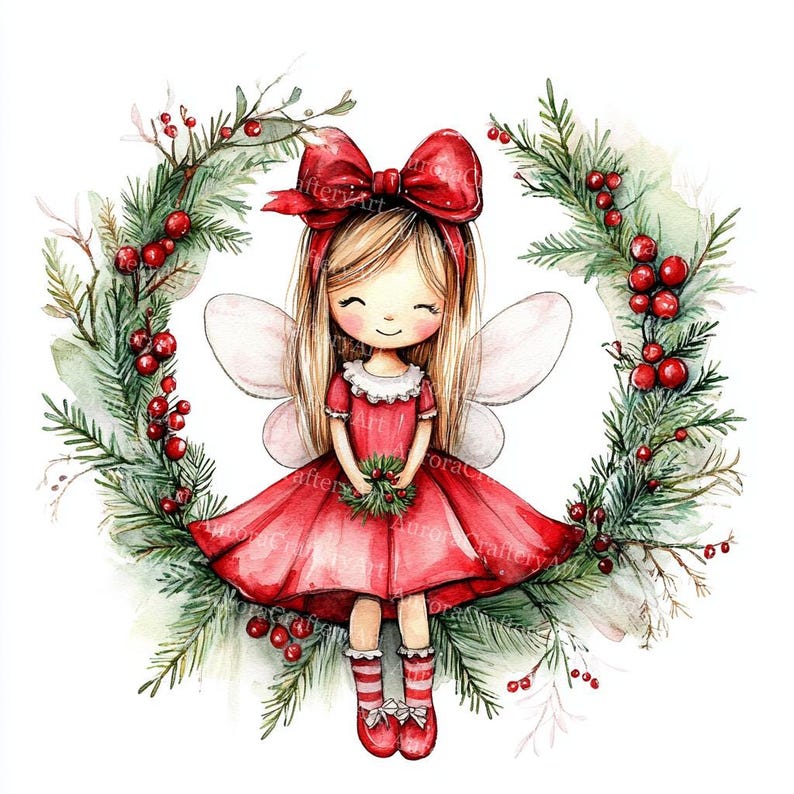 24 Christmas Fairy Clipart, Christmas Clipart, Christmas Card, High ...
