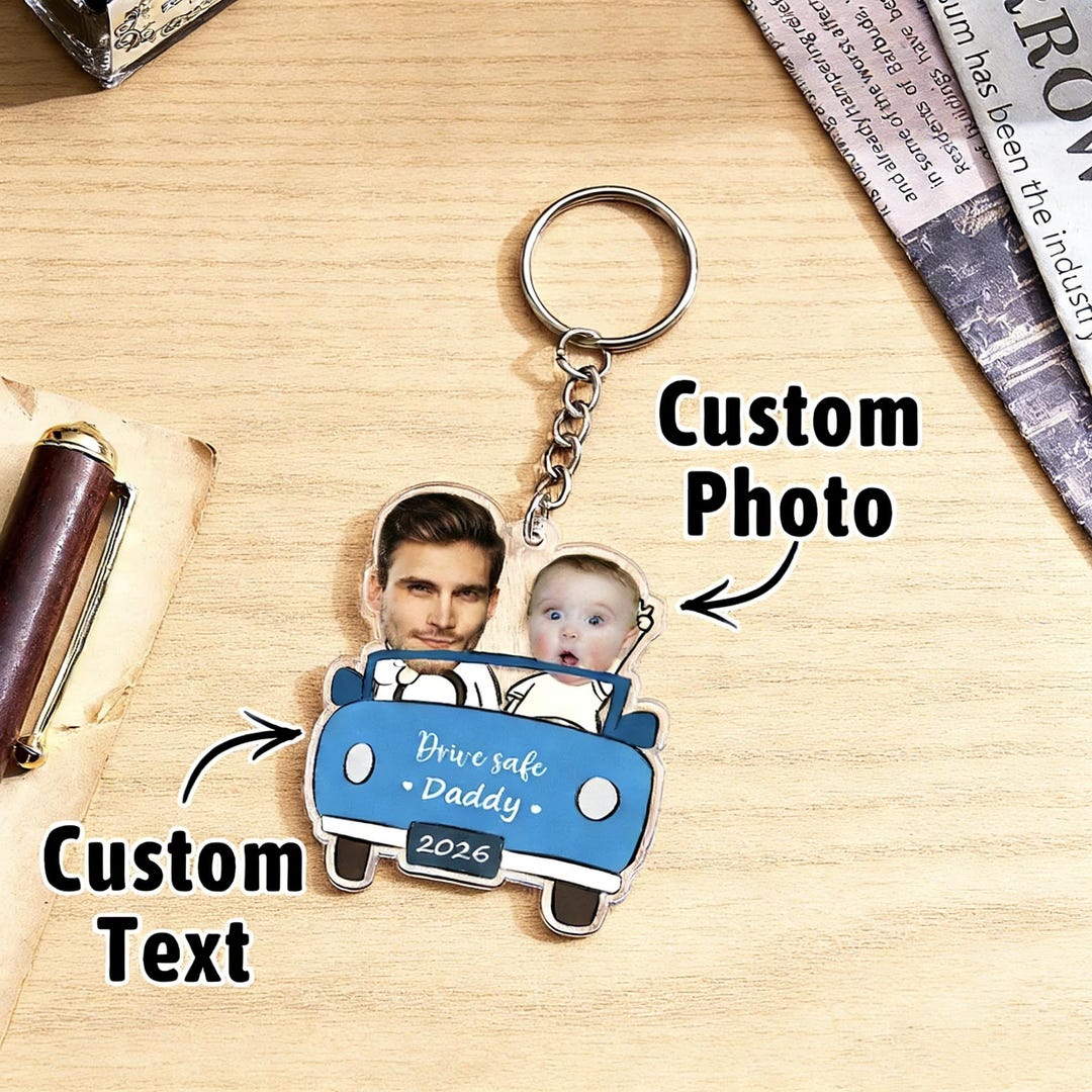 Custom Car Photo Keychain - Personalized Dad Gift - Etsy