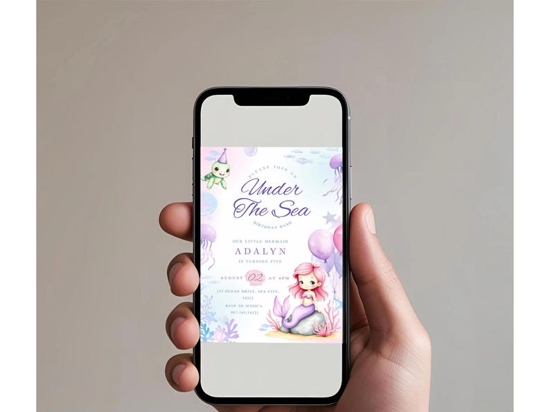 Editable Under the Sea Birthday Invitation, Mermaid Party Digital ...