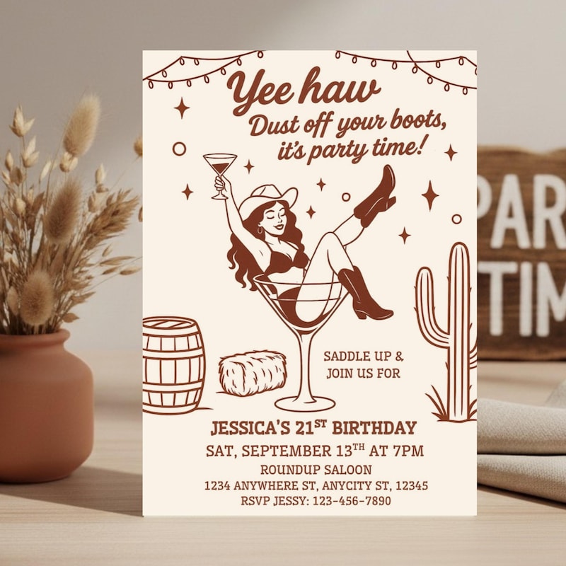 Western 21st Birthday Invitation - Etsy