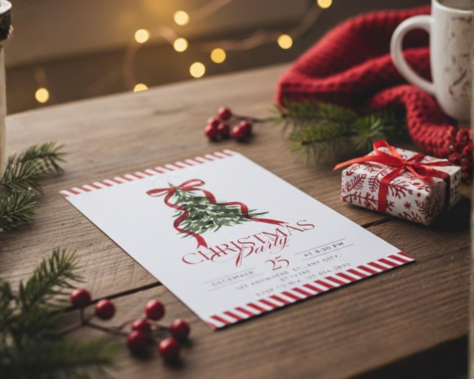 Christmas Party Invitation Editable Template • Holiday Invite Canva ...