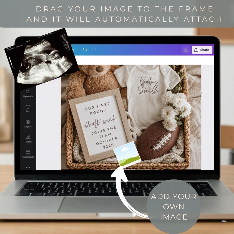 Editable Sports Pregnancy Announcement | Football Baby Announcement ...