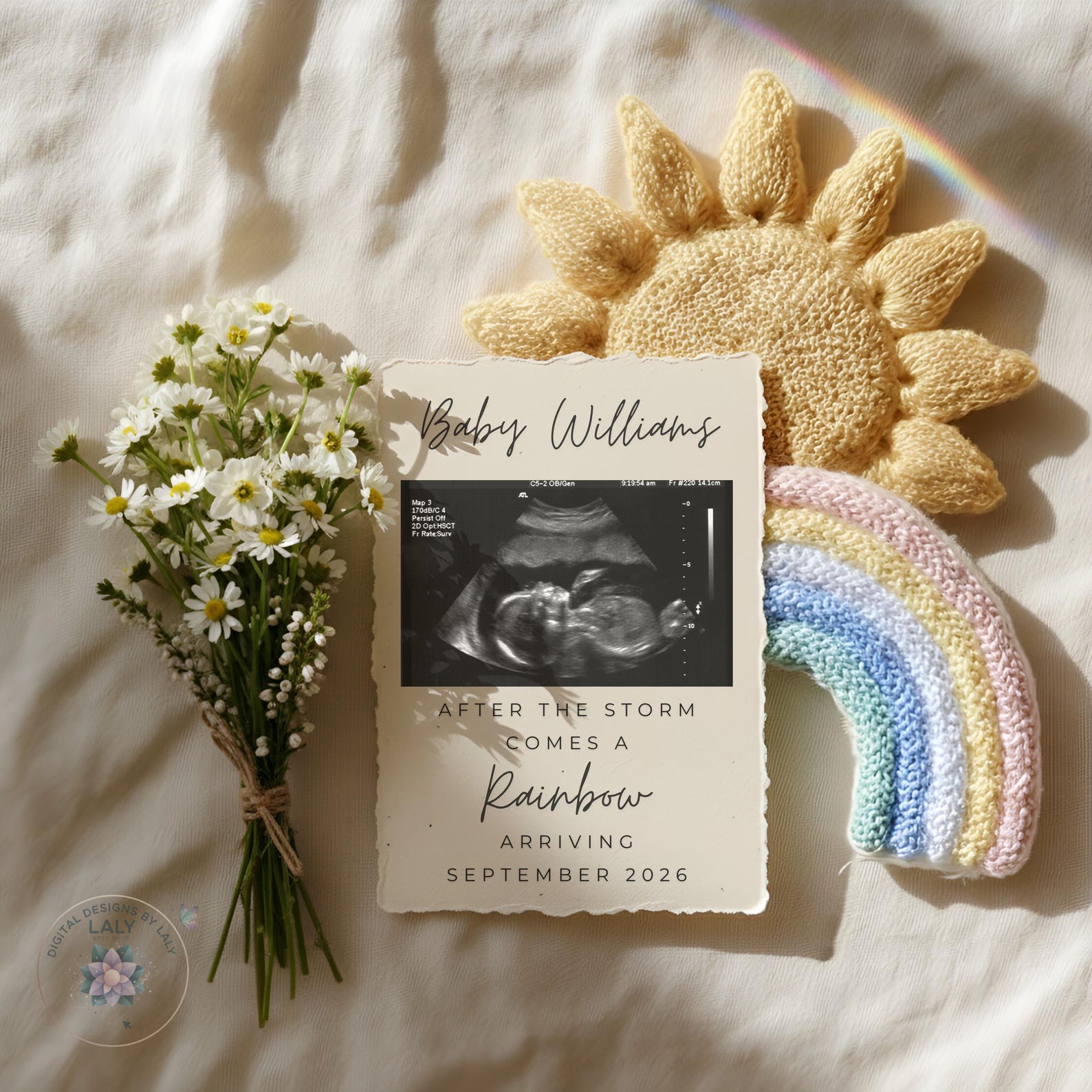 Rainbow Baby Announcement Template, Ultrasound Pregnancy Reveal, After ...