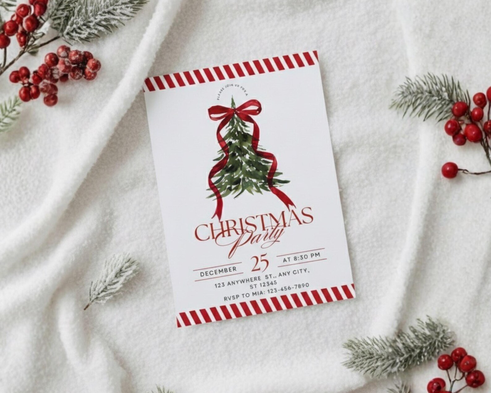 Christmas Party Invitation Editable Template • Holiday Invite Canva ...