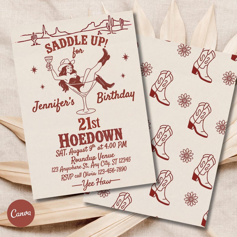 Western 21st Birthday Invitation - Etsy