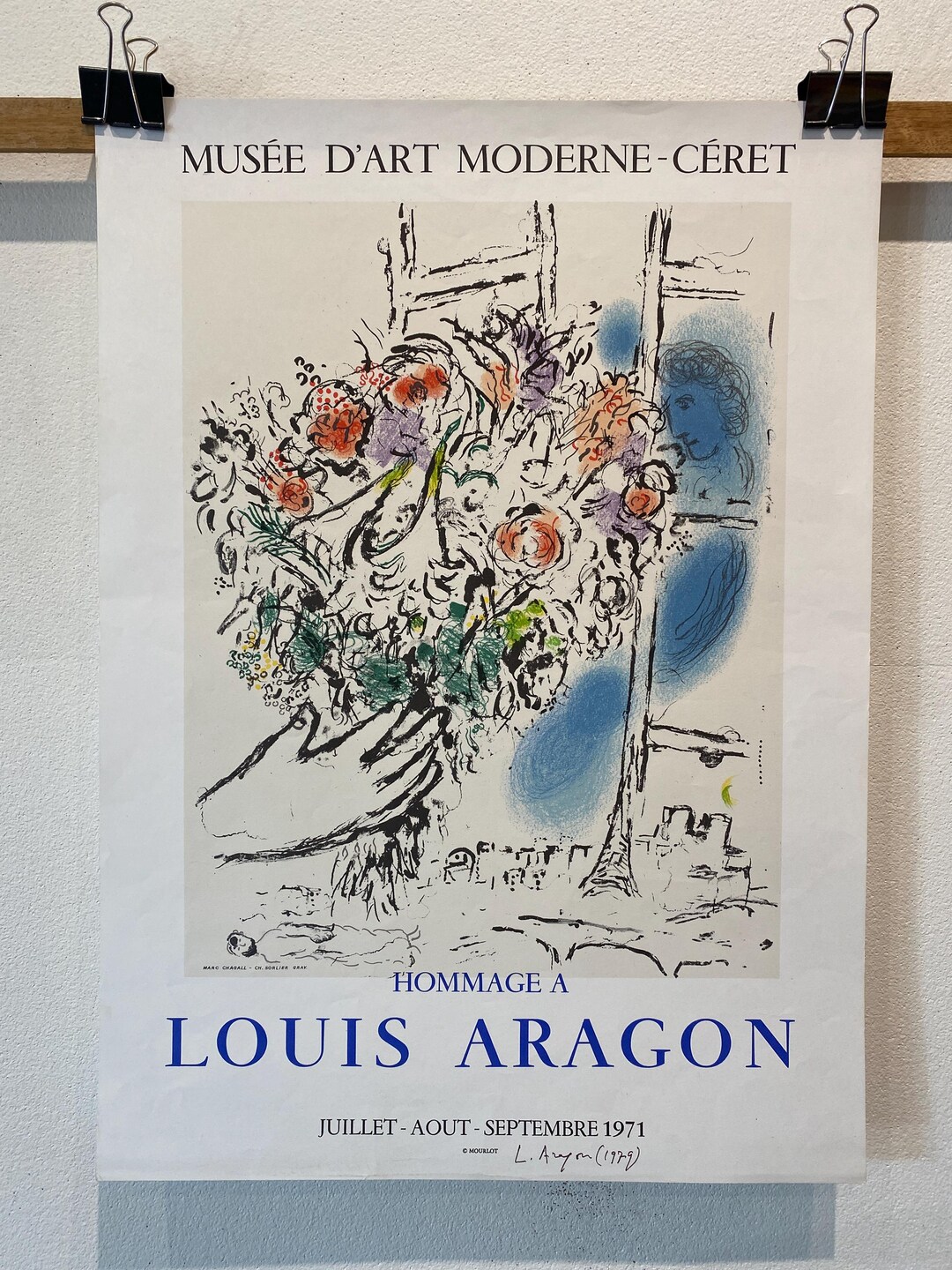 Original Vintage Art & Exhibition Poster, CHAGALL 'hommage A Louis ...