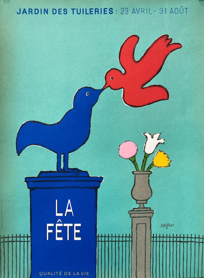 La Fete 1976 Original Vintage Poster by Savignac Flower & Garden ...