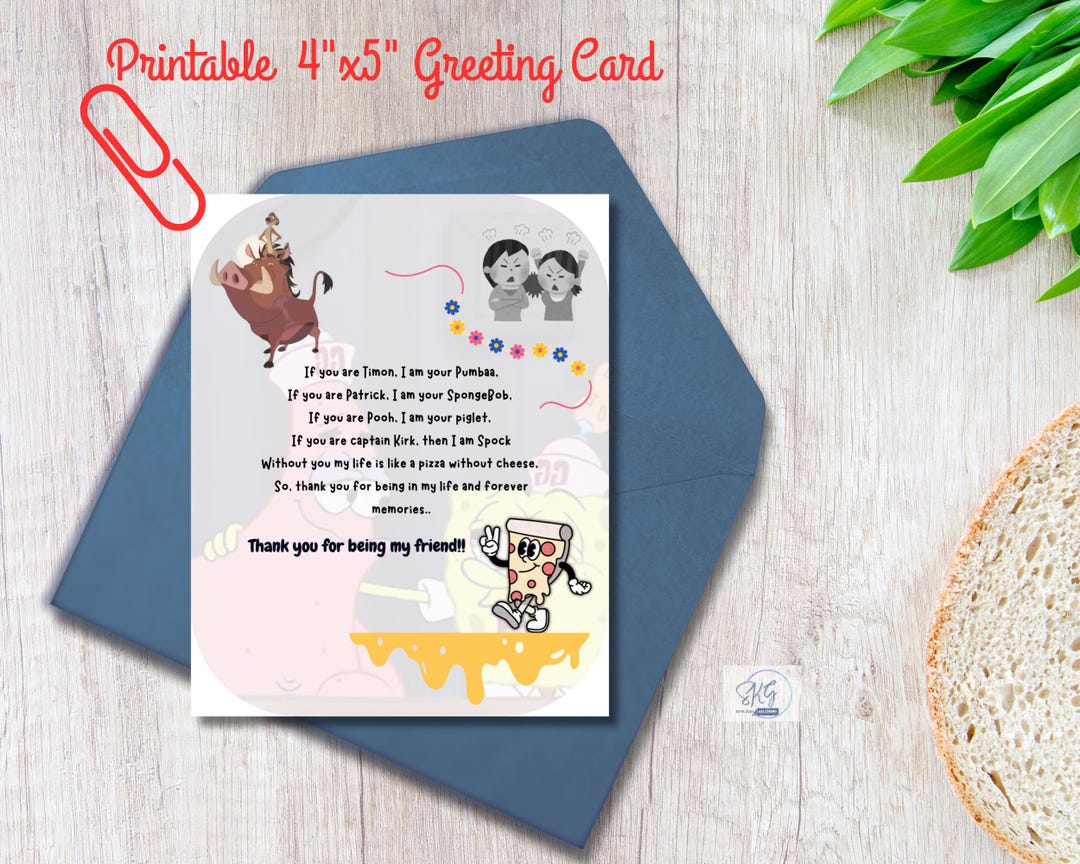 Funny Thank You Greeting Card, Thank You for Being My Friend, Thank You ...