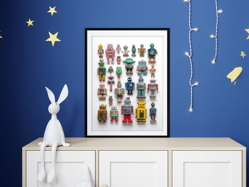 The Robot House Poster – Mini-robots, Maxi-cute Poster for Children's ...
