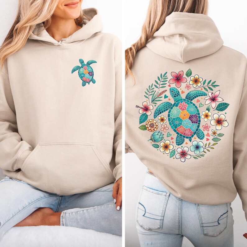 Floral Turtle Sweatshirt, Beach Sweatshirt, Floral Sweatshirt ...