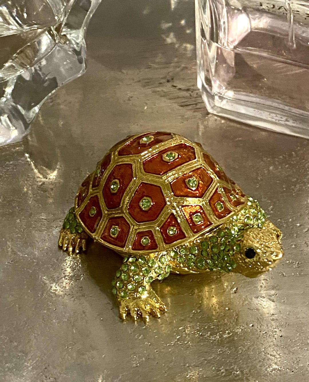 Gold and Emerald Turtle Trinket Box - Etsy
