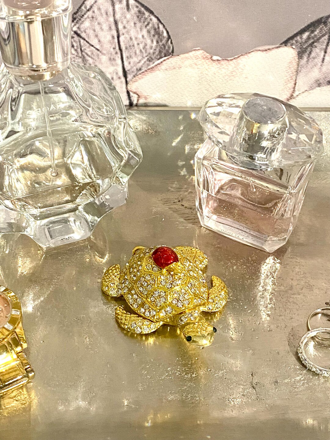 Gold and Ruby Turtle Trinket Box - Etsy