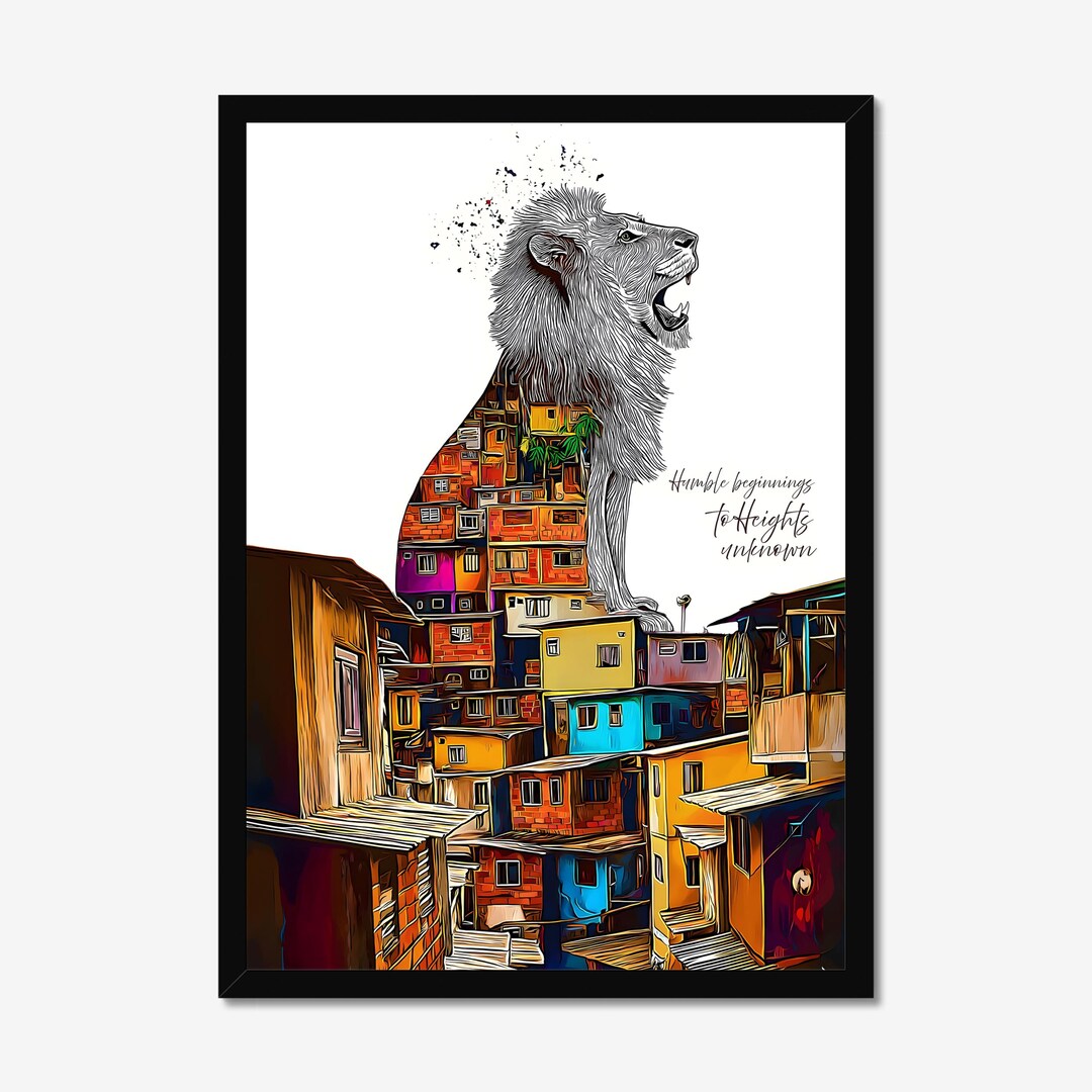 Strength & Growth Motivational Favela Lion Poster Wall Art - Etsy