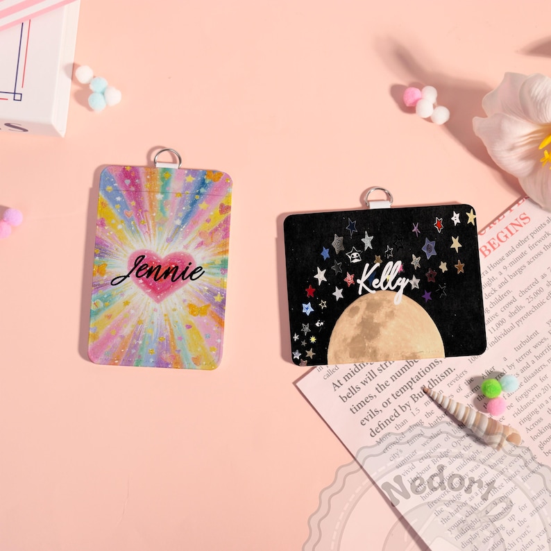 Custom Star ID Card Holder,celestial Theme,colorful Star Pattern ...