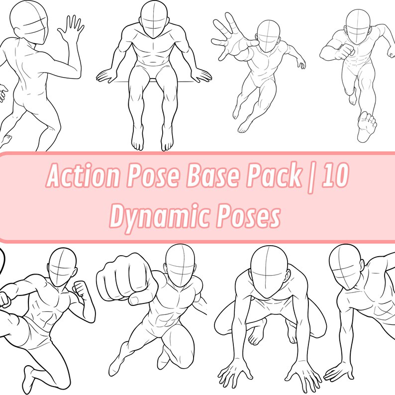 Action Pose Base Pack | 10 Dynamic Poses for Character Reference ...