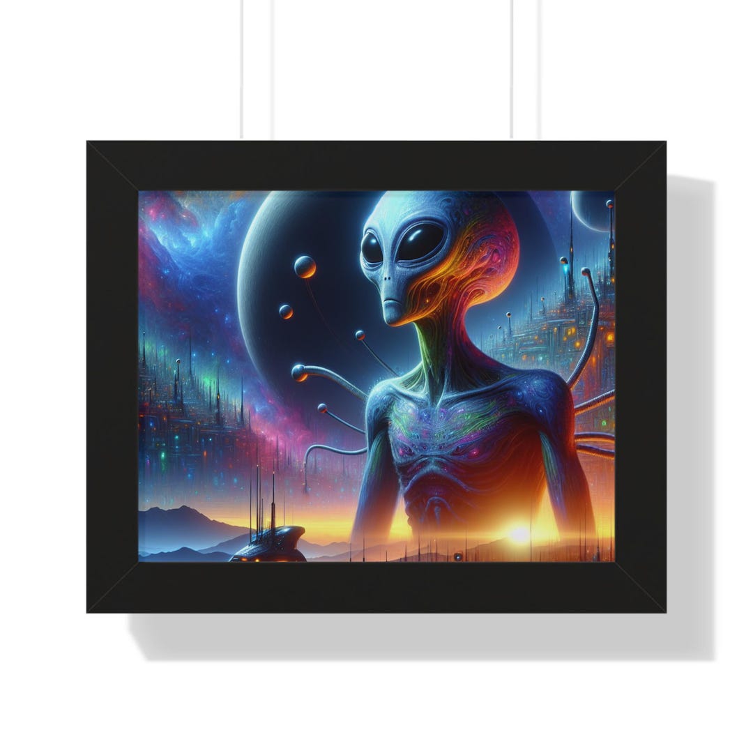 Digital Alien in Futuristic Landscapes V1 Framed Horizontal Poster - Etsy