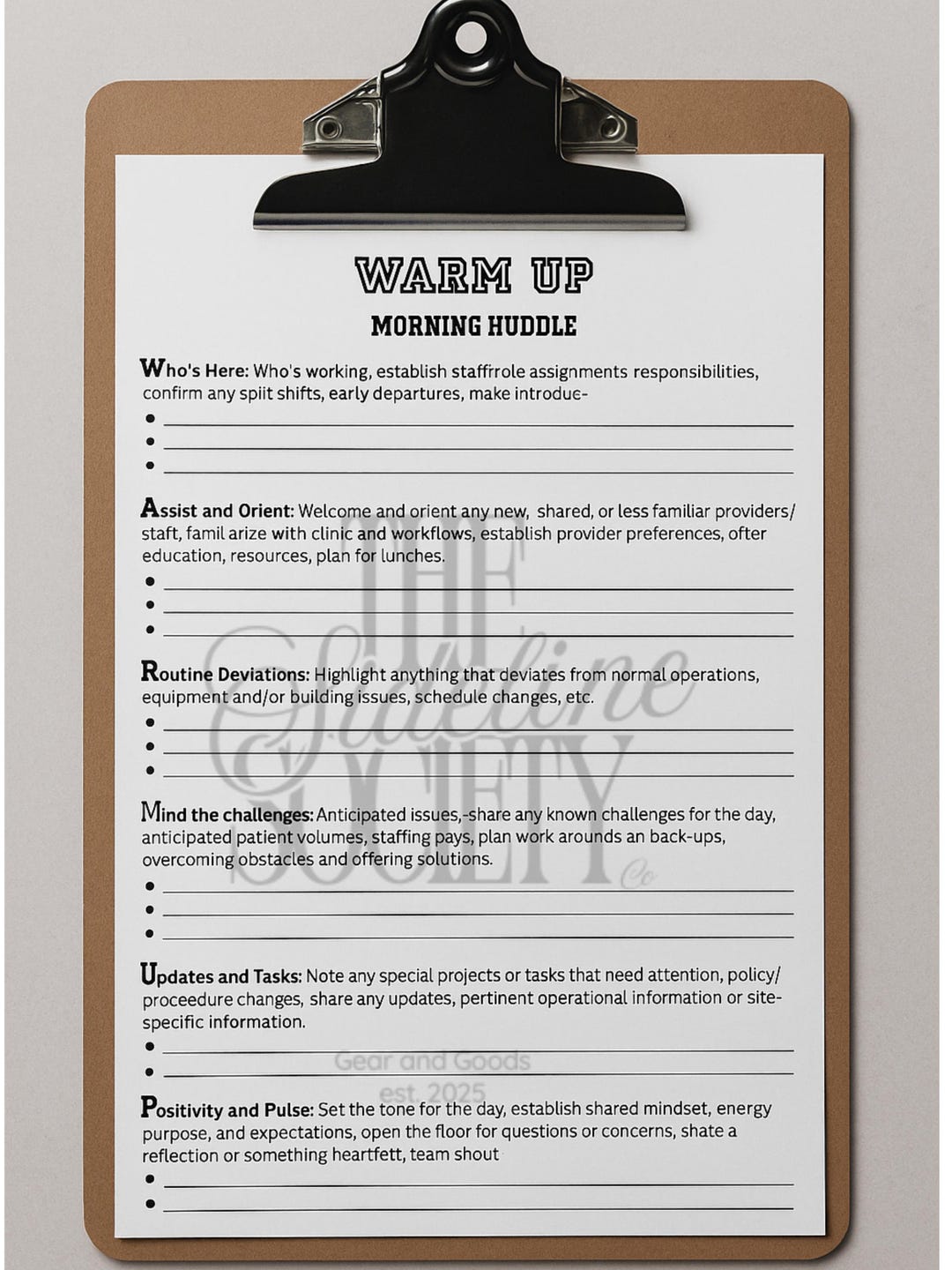 Warm up Daily Huddle Guide for Staff and Leaders Healthcare Nursing - Etsy