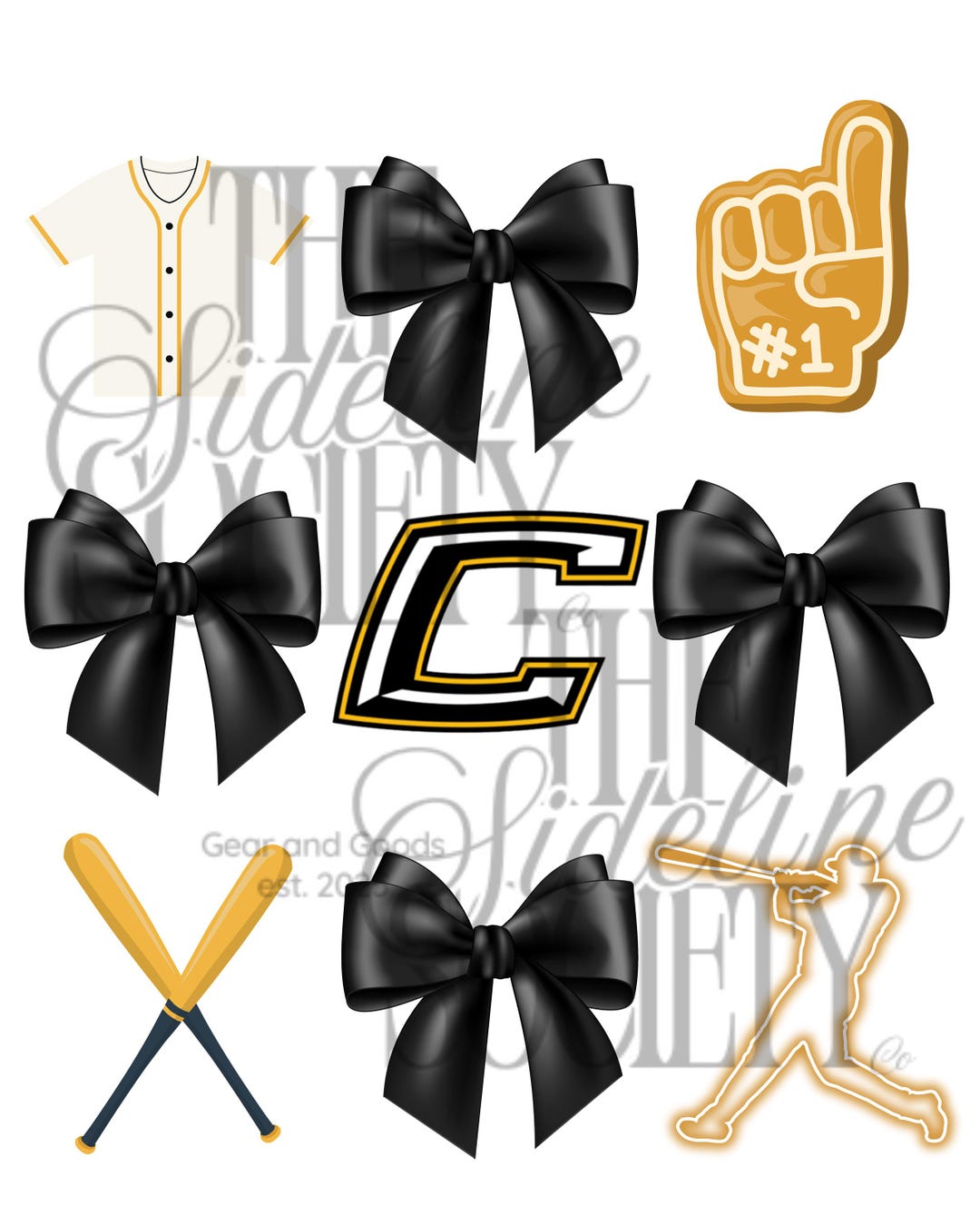 Canes Baseball and Bows PNG Instant Download - Etsy