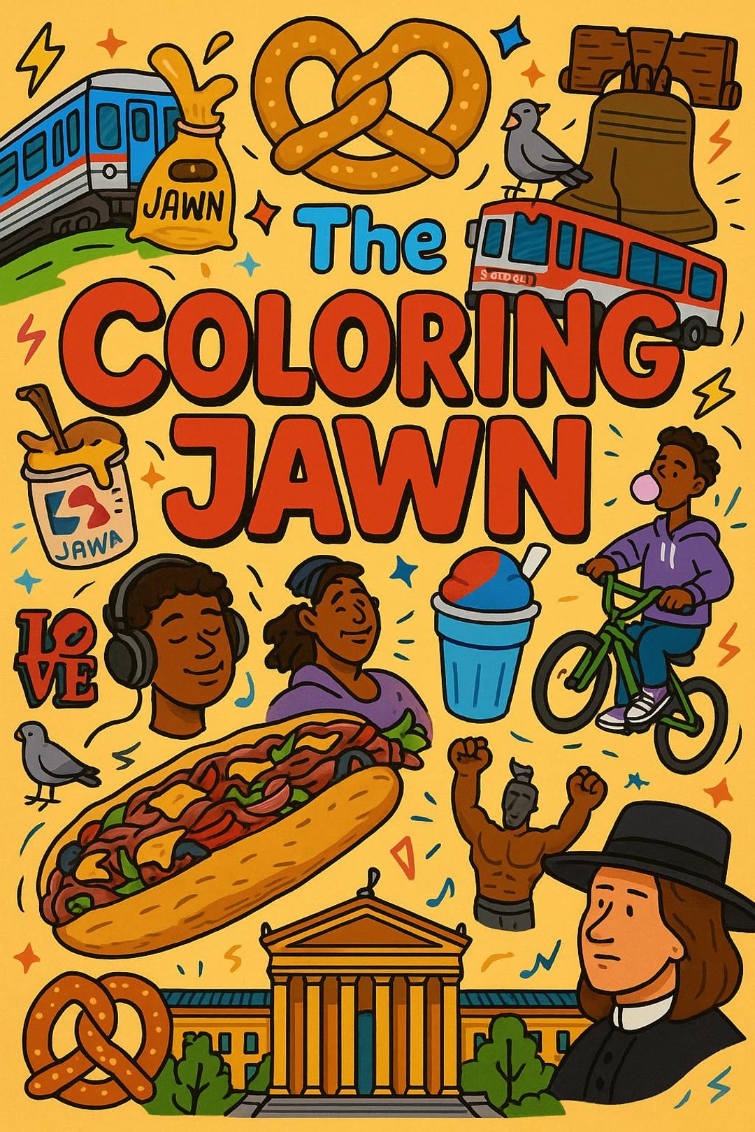 The Coloring Jawn – Philly A-Z Coloring Book for Adults, Teens Black ...