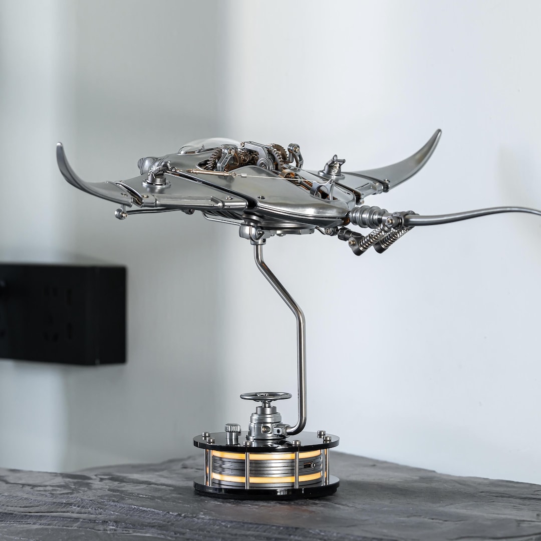 Metallic Color Electric Manta Ray Sculpture, Kinetic Desk Ornament ...