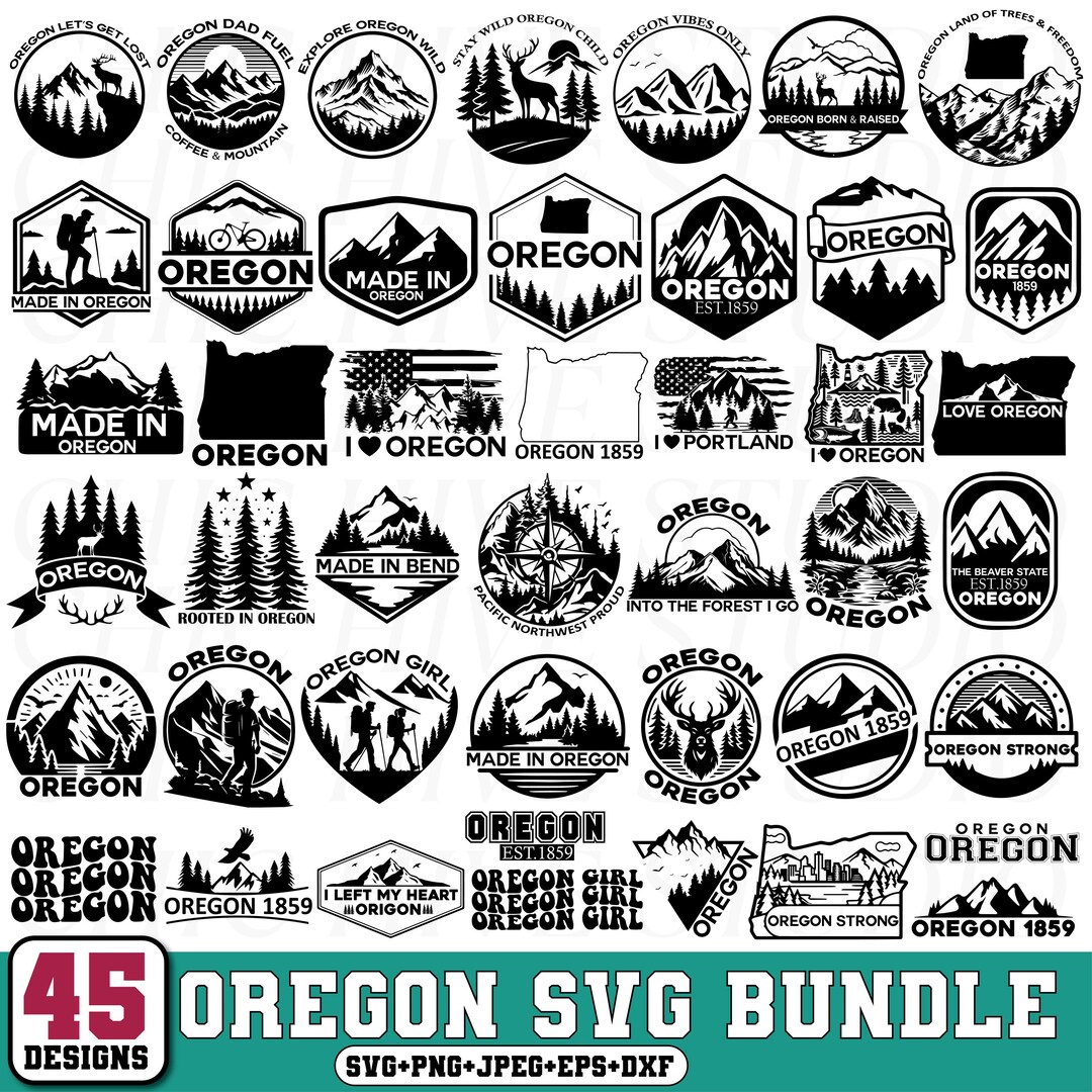 Oregon State Svg,hiking Camping Svg,adventure Clipart,oregon Map Svg ...
