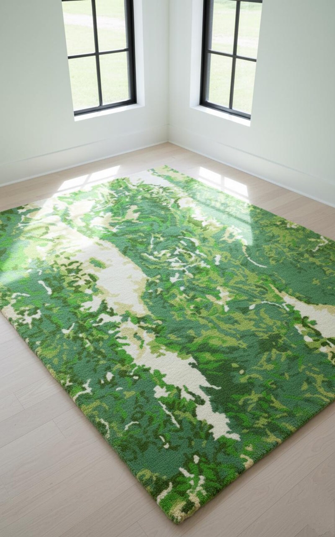 Hnad Tufted Nature Inspired Green Wool Rug – Hand-tufted Carpet for ...