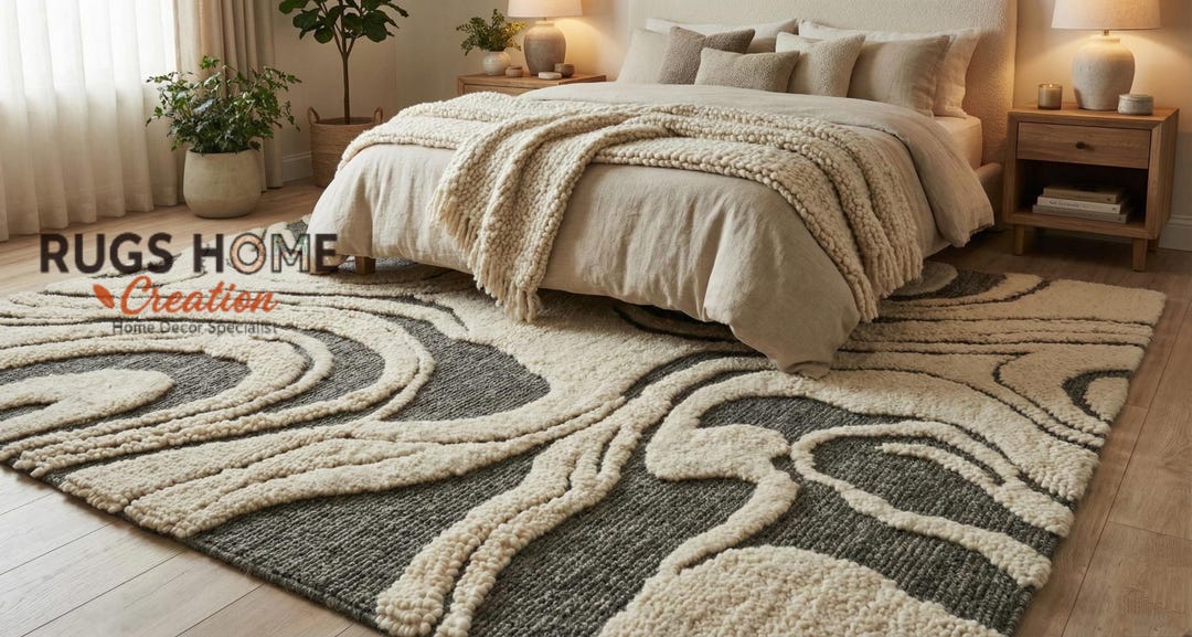 Soft Abstract Area Rug | Hand Tufted Plush Wool Carpet | Family ...