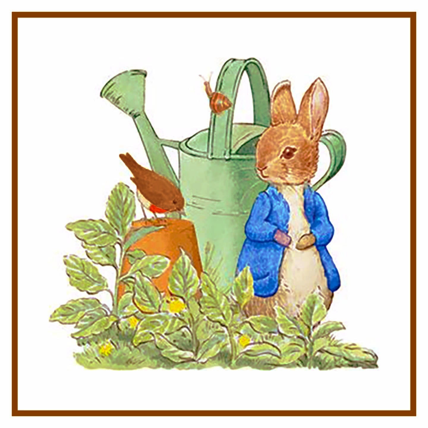 DIGITAL CHART Peter Rabbit in Garden With a Watering Can by Beatrix ...