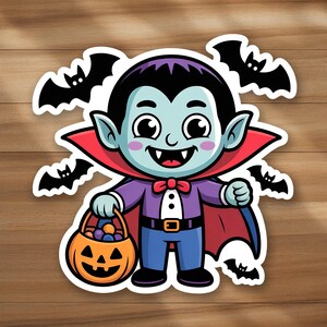 Cute Vampire Halloween Sticker: Kawaii Dracula Art (digital Download ...