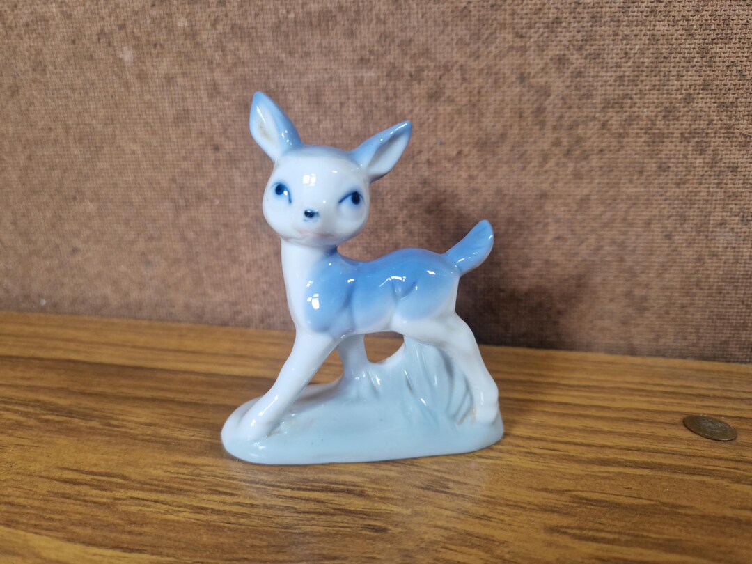 Vintage Blue and White Deer Figurine – Ceramic Fawn Ornament - Etsy